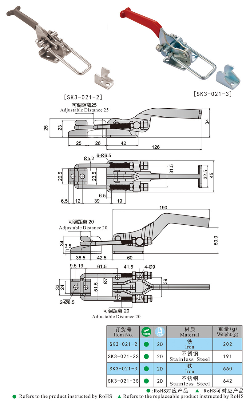 KUNLONG SK3-021-3 Adjustable Latch Compression Toggle Clamp - Buy Toggle Latch, toggle clamp ...